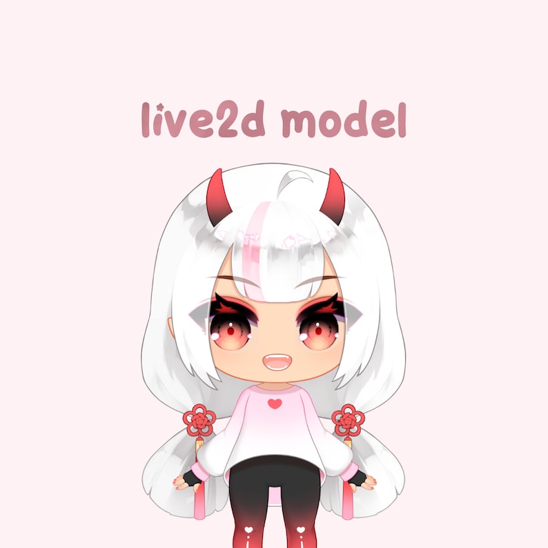 Chibi Vtuber Model • Ready to Use Demon Girl With Horns, Animated ...