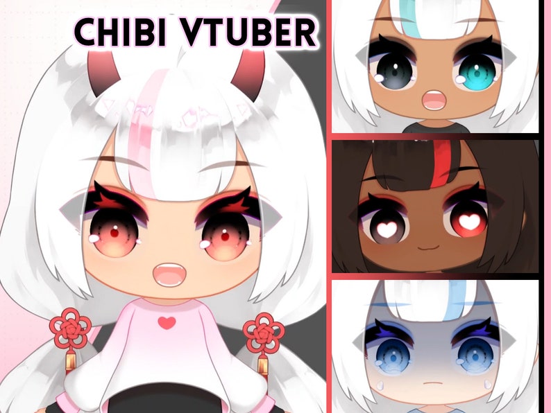 Chibi Vtuber Model • Ready to Use Demon Girl With Horns, Animated ...