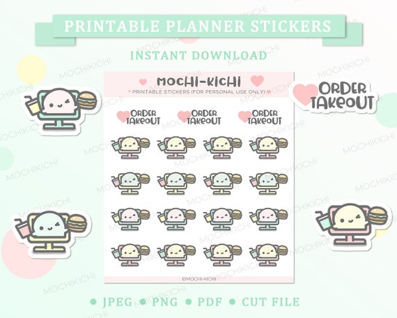 Cute Order Takeout Printable Planner Sticker/ Food Takeout | Etsy
