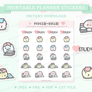Cute Printable Study Planner Sticker/ Homework Planner Sticker/ School ...