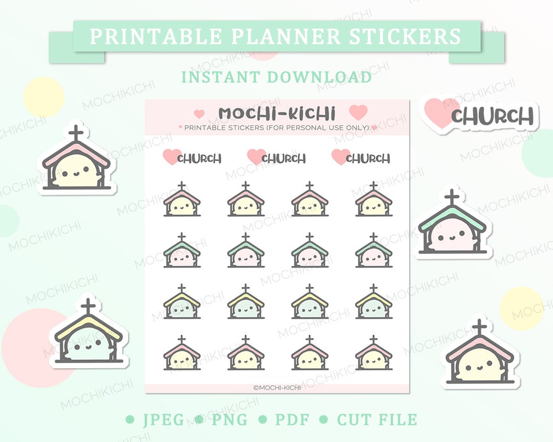 Cute 'go to Church' Printable Planner Sticker/ Church Planner Sticker ...