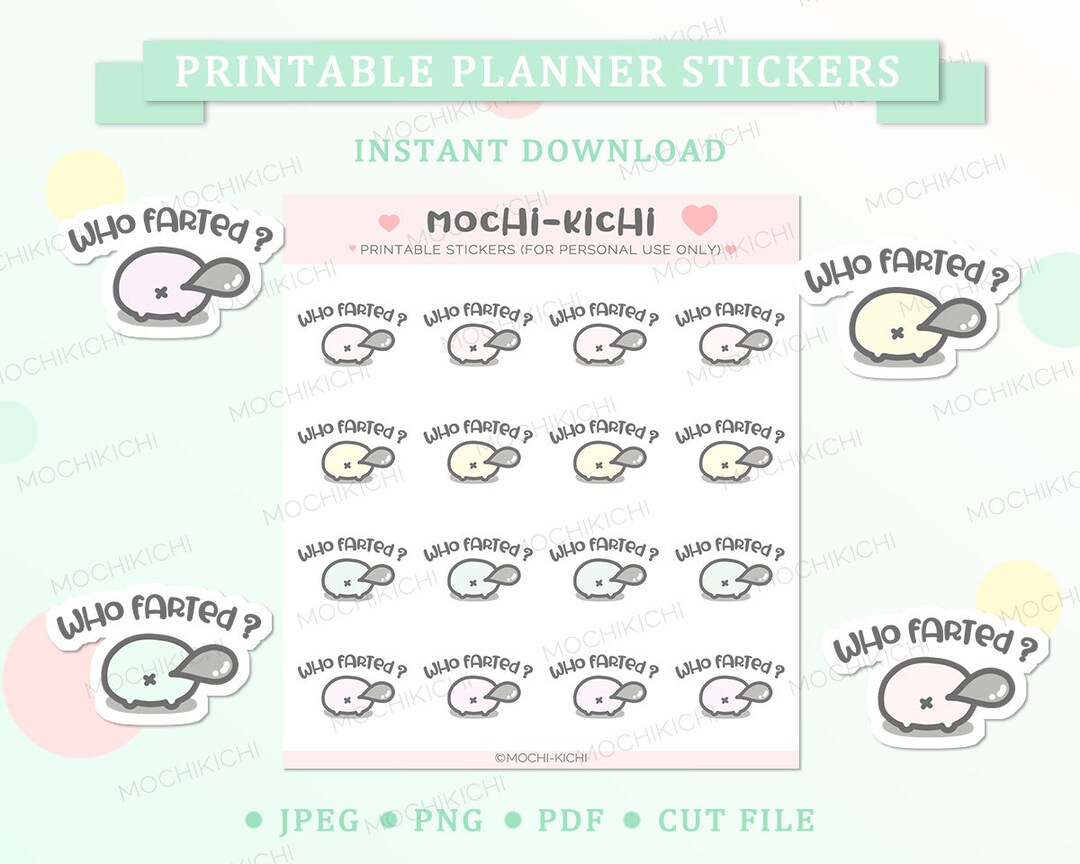Cute Who Farted Printable Planner Sticker/ Emoji Printable Planner ...