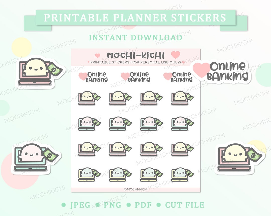 Cute Online Banking Printable Planner Sticker/ Banking Printable ...