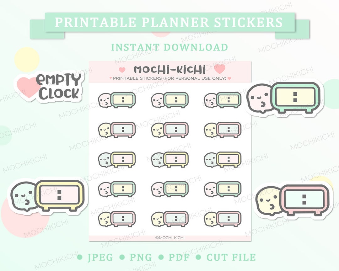 Cute Empty Clock Printable Planner Sticker/ Fill It in Yourself ...