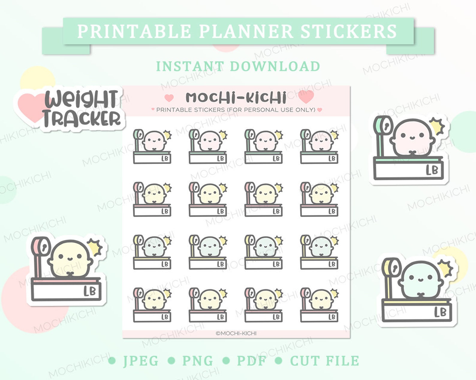 Cute Weight Tracker Printable Planner Sticker/ Fitness - Etsy