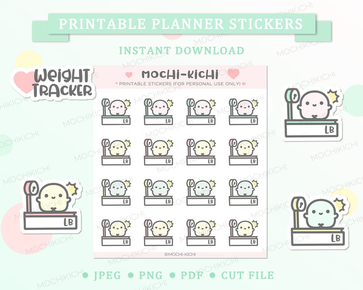 Cute Weight Tracker Printable Planner Sticker/ Fitness Printable ...