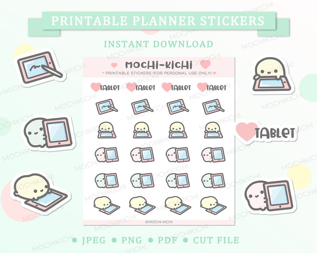 Cute Printable Tablet Planner Sticker/ iPad Printable Planner Sticker ...