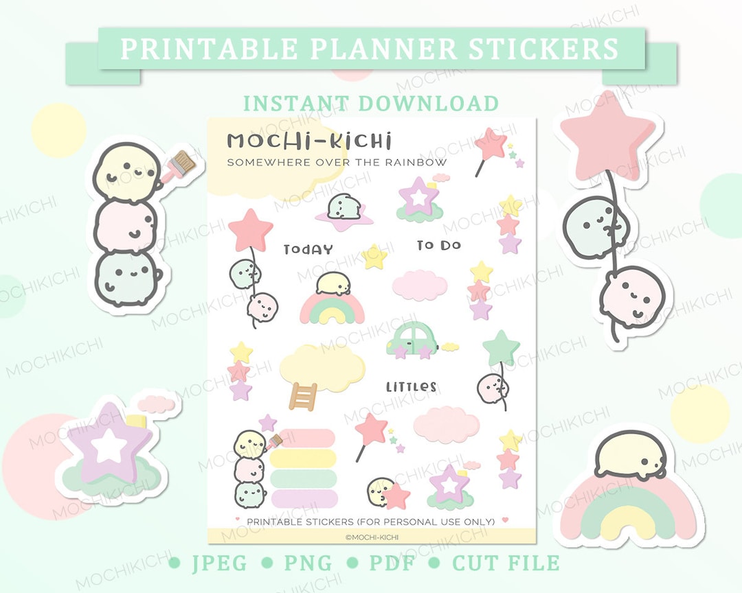 Rainbow Printable Planner Sticker/ Star Wand Printable Planner Sticker ...