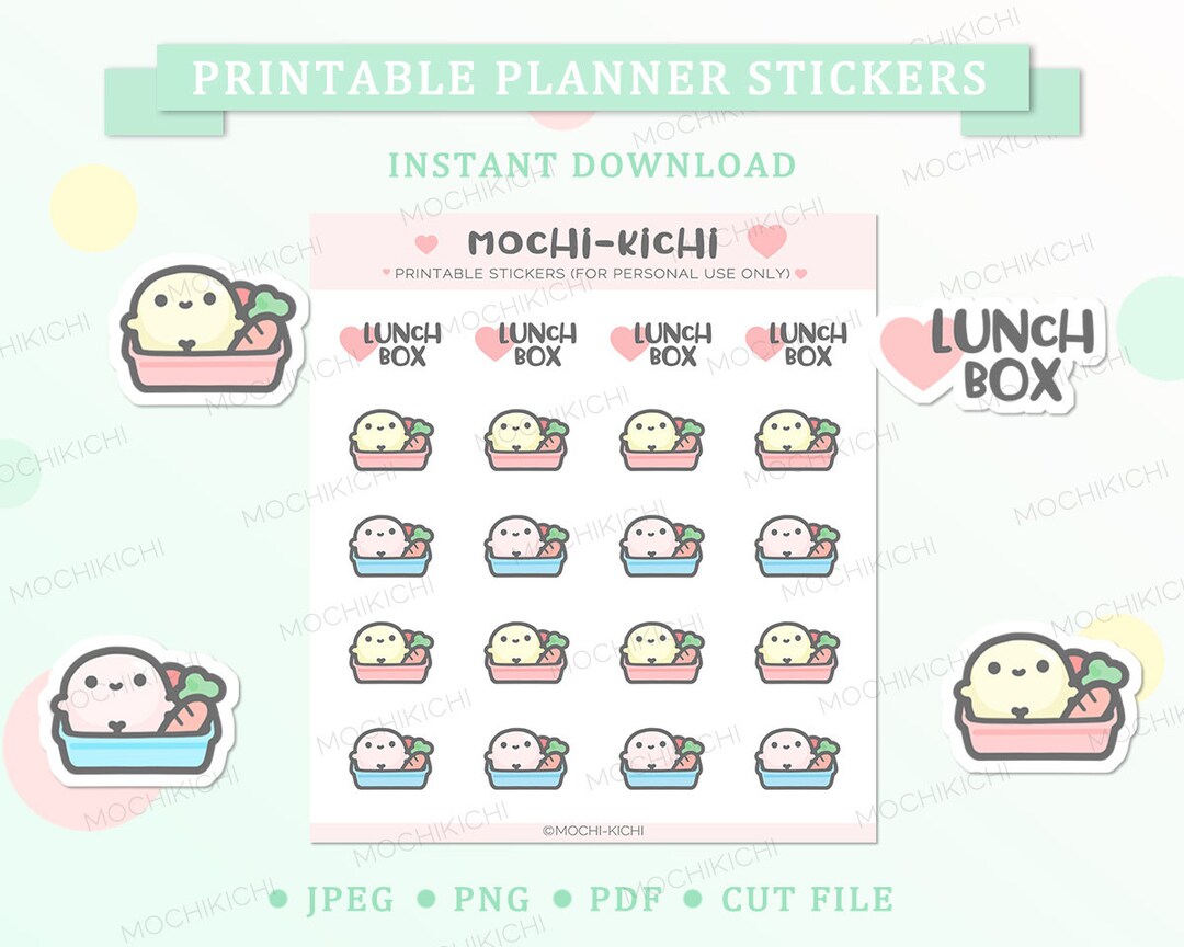 Cute Printable Lunch Box Planner Sticker/ Pack Lunch Planner Sticker ...