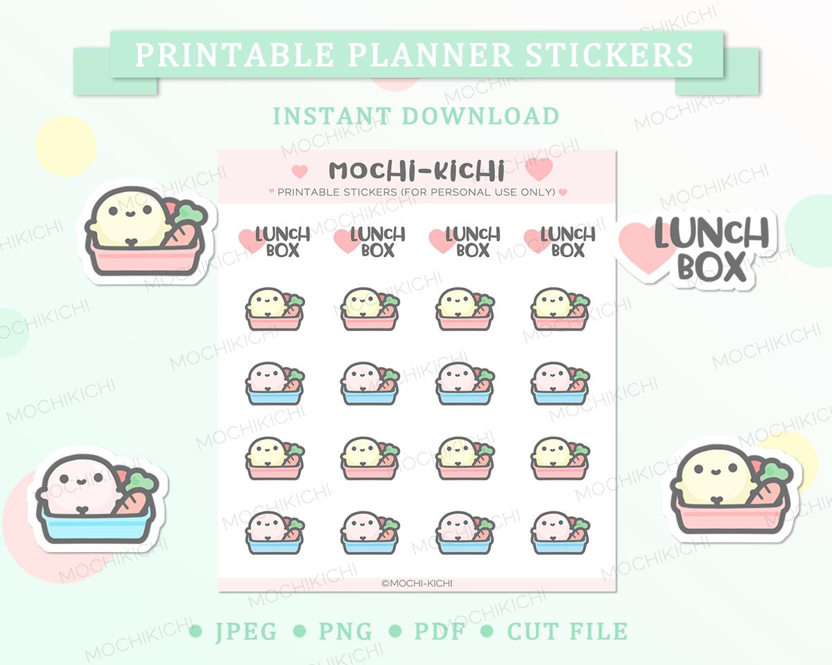Cute Printable Lunch Box Planner Sticker/ Pack Lunch Planner Sticker ...
