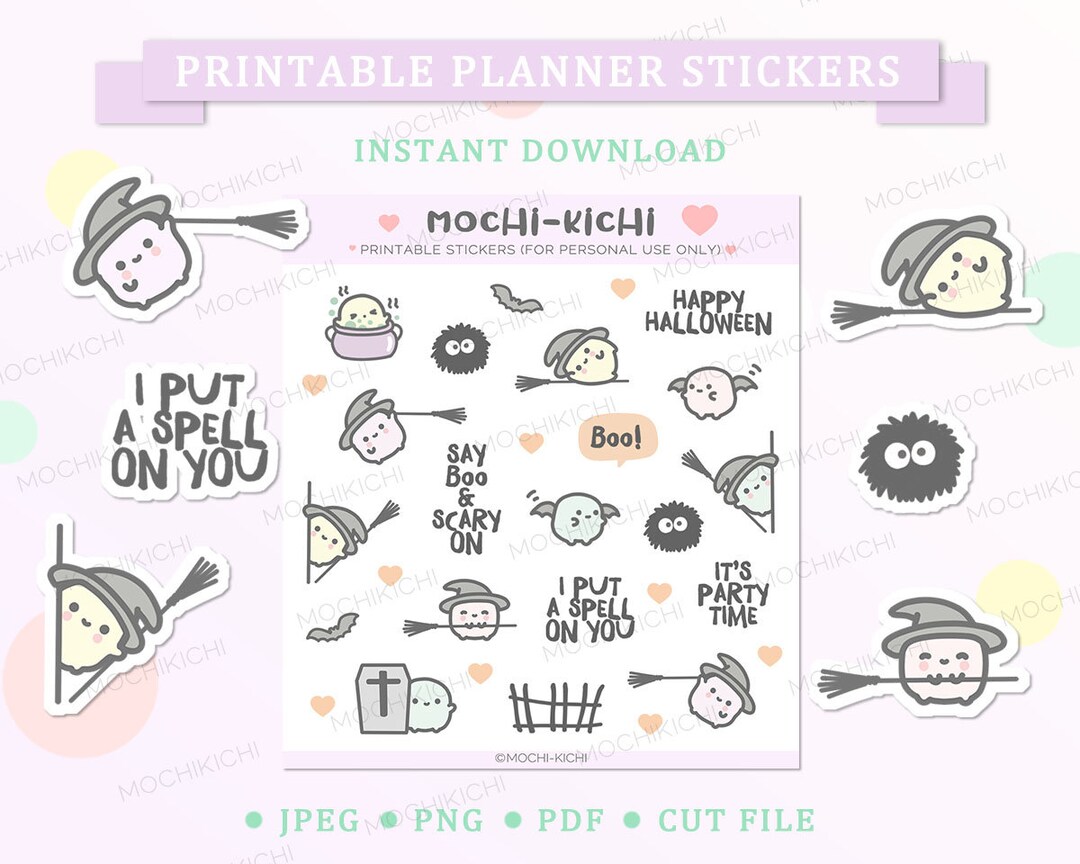 Cute Witch Party Printable Planner Sticker/ Halloween Printable Planner ...
