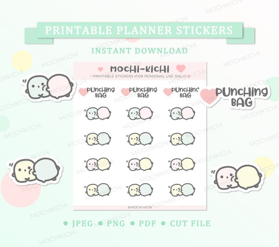 Cute 'punching Bag' Printable Planner Sticker/ Mad | Etsy