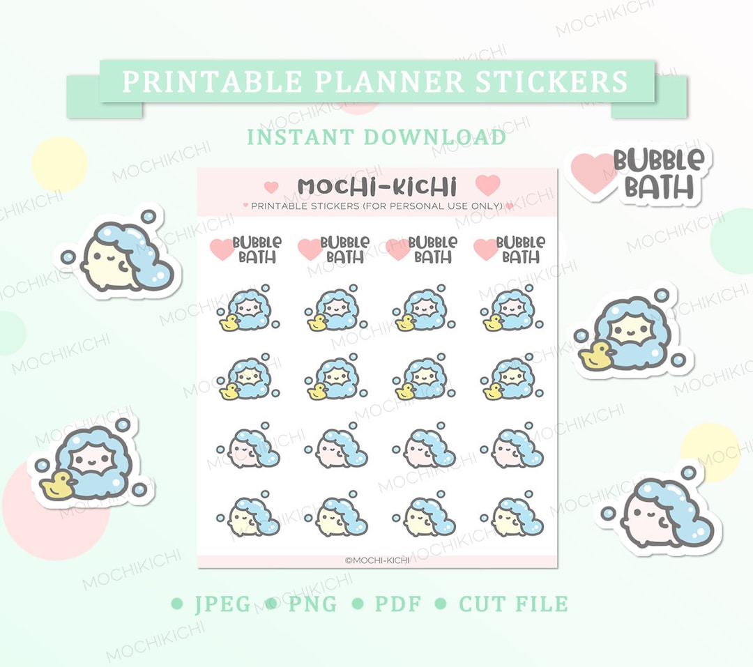 Cute Bubble Bath Printable Planner Sticker/ Bubble Bath Printable ...