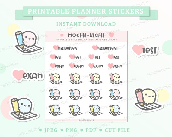 Cute Printable Test Planner Sticker/ Exam Printable Planner | Etsy