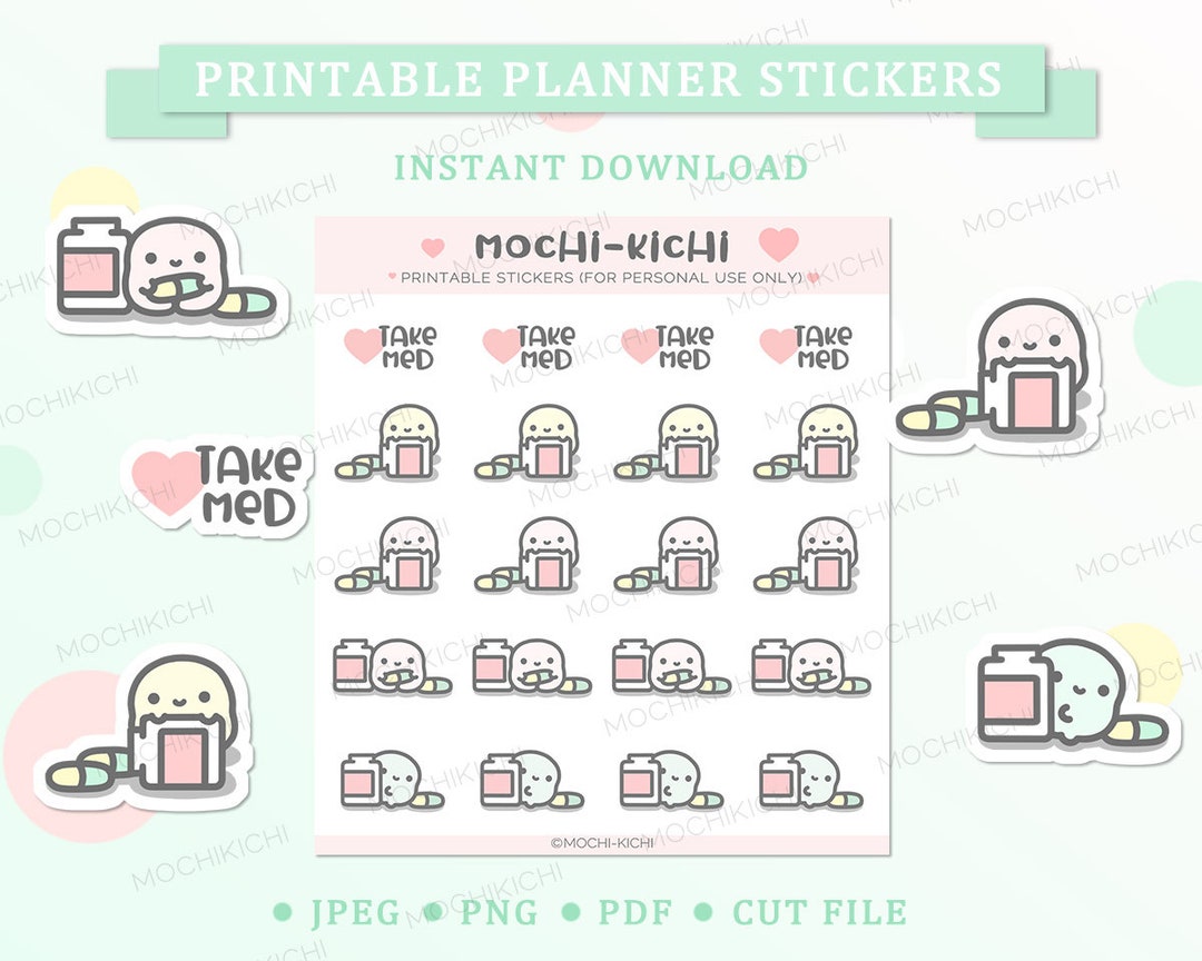 Cute Medication Printable Planner Sticker/ Take Med Printable Planner ...