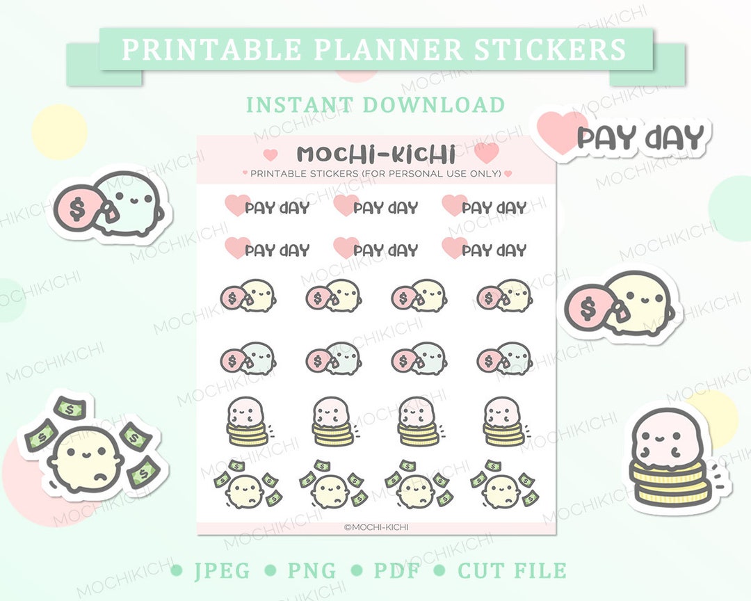 Cute Payday Printable Planner Sticker/ Pay Day Printable Planner ...