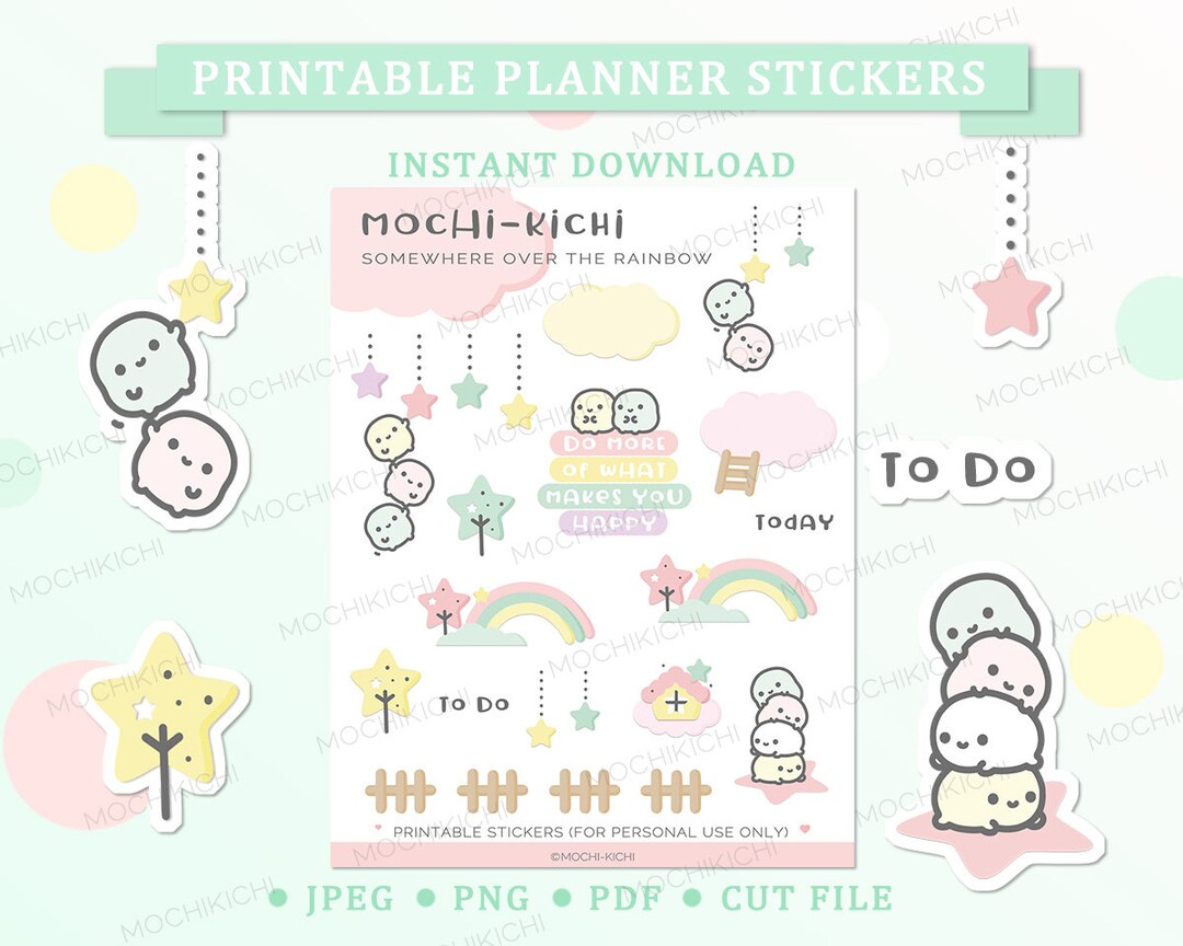 Rainbow Printable Planner Sticker/ Cloud Printable Planner Sticker ...