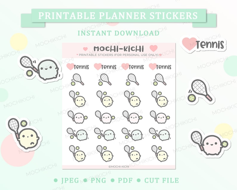 Cute Sports Printable Planner Sticker/ Tennis Printable | Etsy