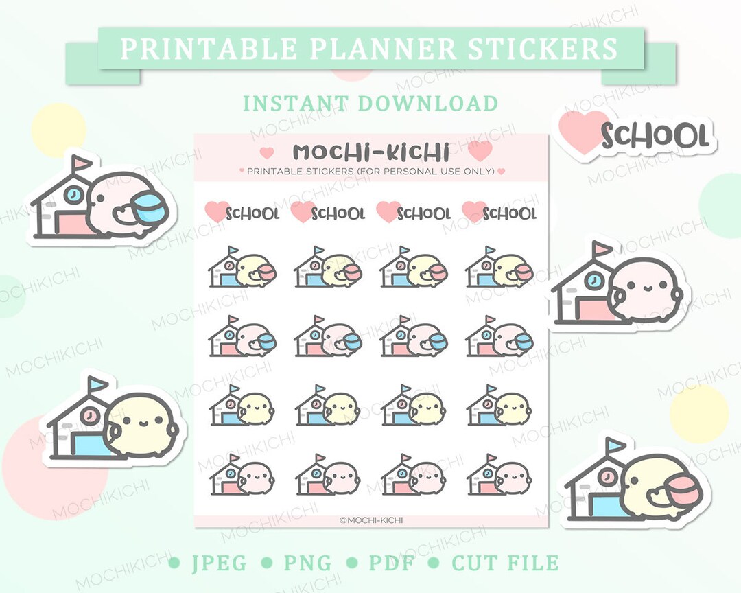 Cute Printable School Planner Sticker/ School Day Planner Sticker ...
