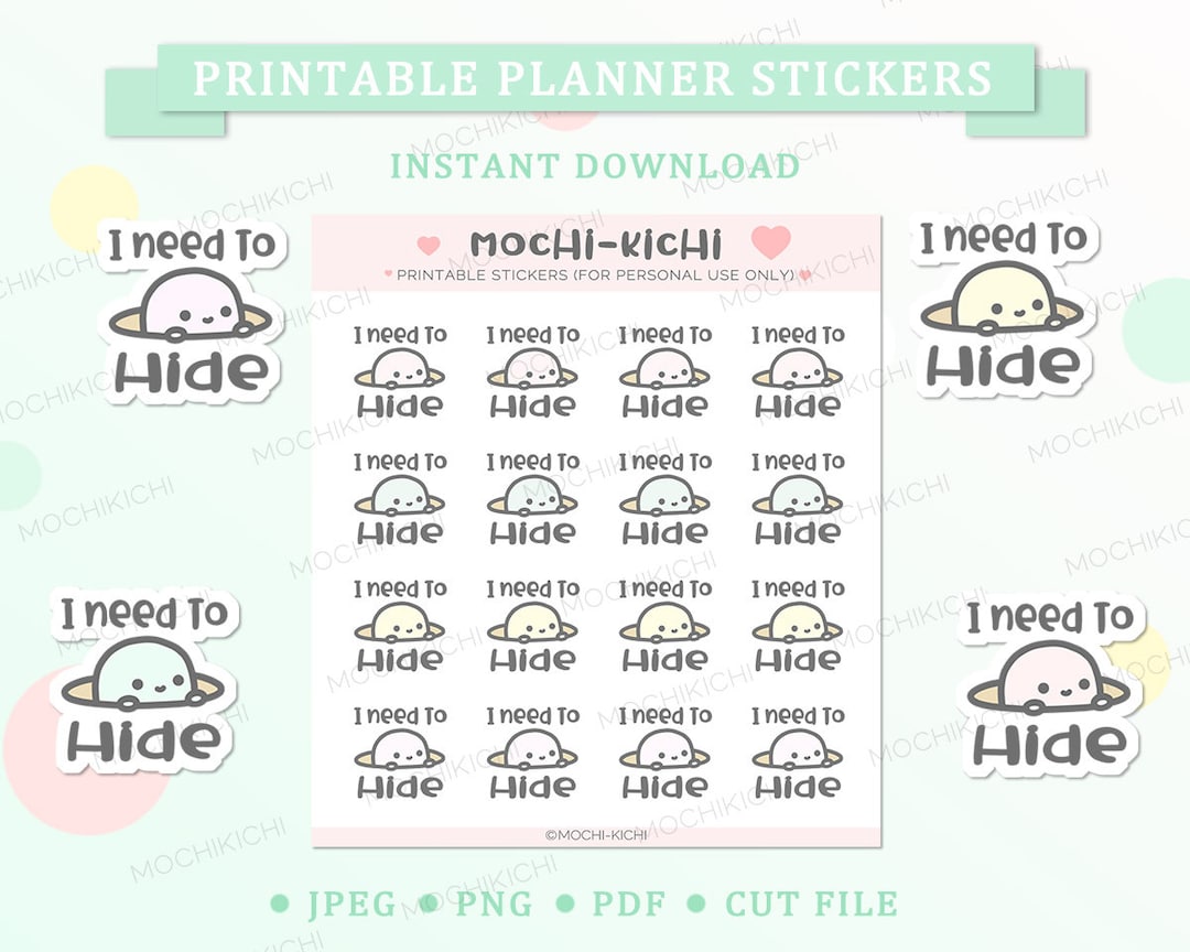 Cute I Need to Hide Printable Planner Sticker/ Hiding Printable Planner ...