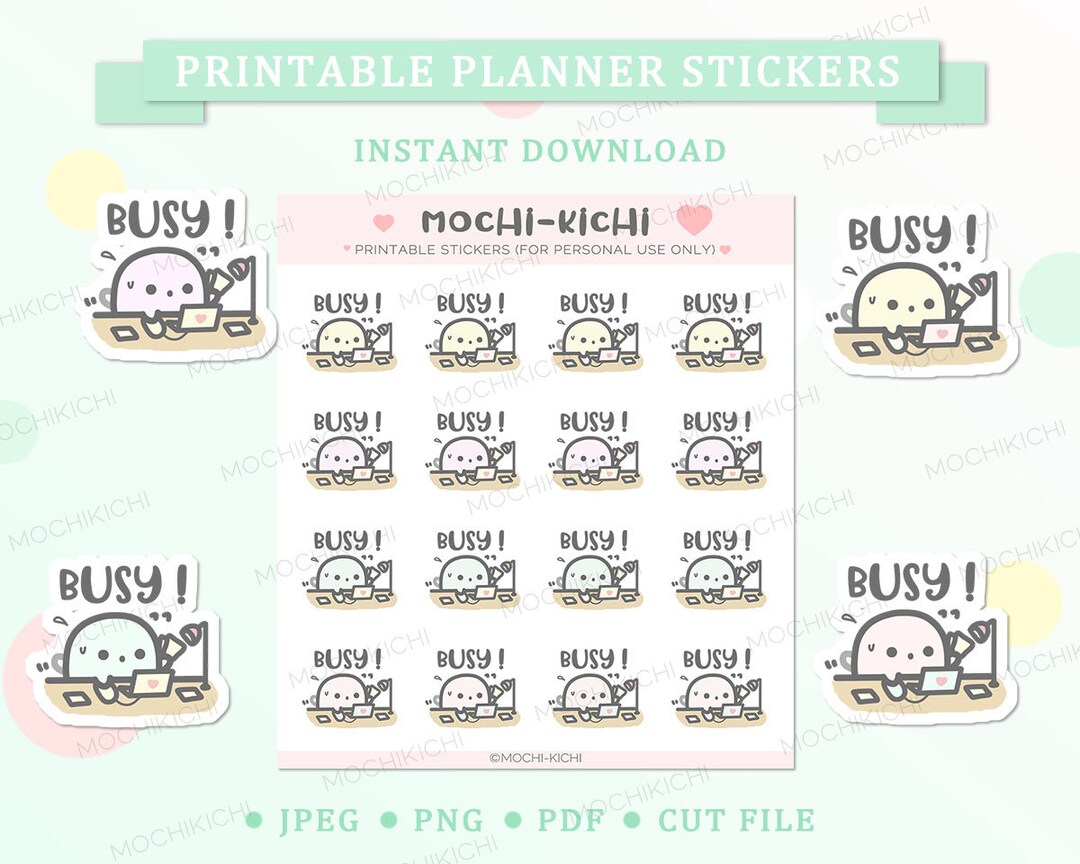 Cute Workaholic Printable Planner Sticker/ Busy Printable Planner ...