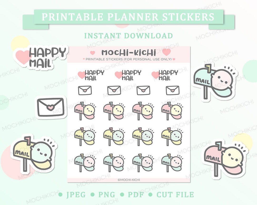 Cute Happy Mail Printable Planner Sticker/ Mailbox Printable Planner ...