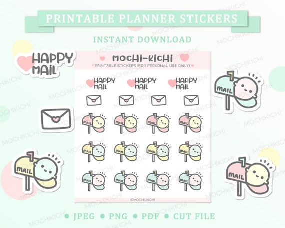 Cute Happy Mail Printable Planner Sticker/ Mailbox Printable | Etsy