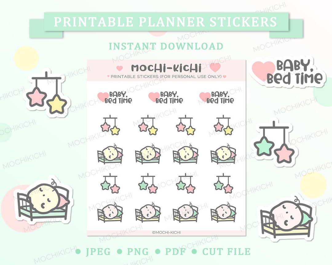 Cute Printable Baby Bed Time Planner Sticker/ Nap Time Printable ...