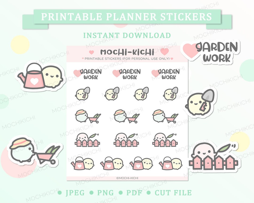 Cute Gardening Printable Planner Sticker/ Yard Work Printable Planner ...