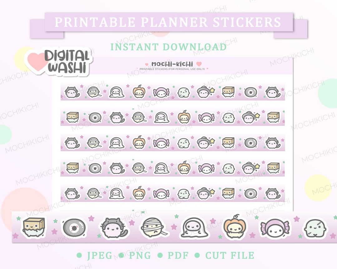 Cute Halloween Printable Planner Sticker/ Halloween Printable Washi ...