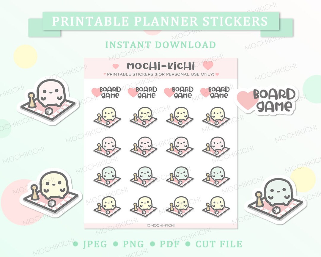 Cute Printable Board Game Planner Sticker/ Chess Planner Sticker/ Game ...