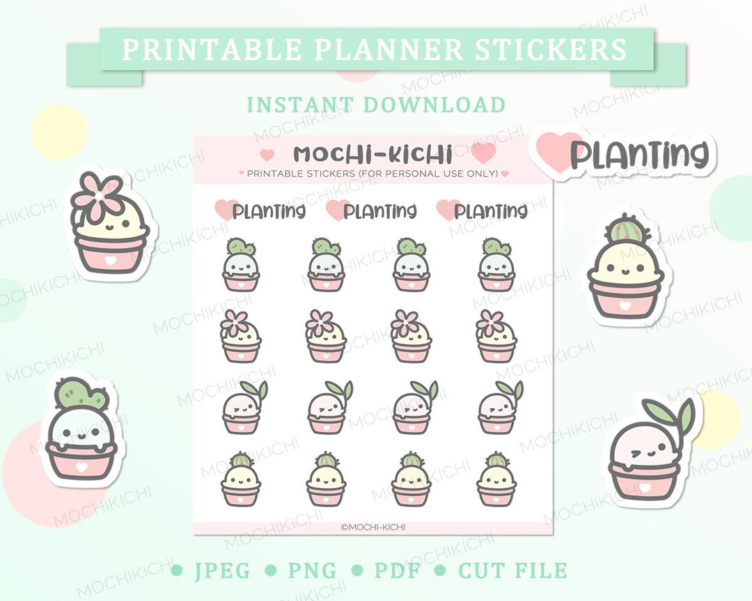 Cute Planting Printable Planner Sticker/ Potting Printable Planner ...