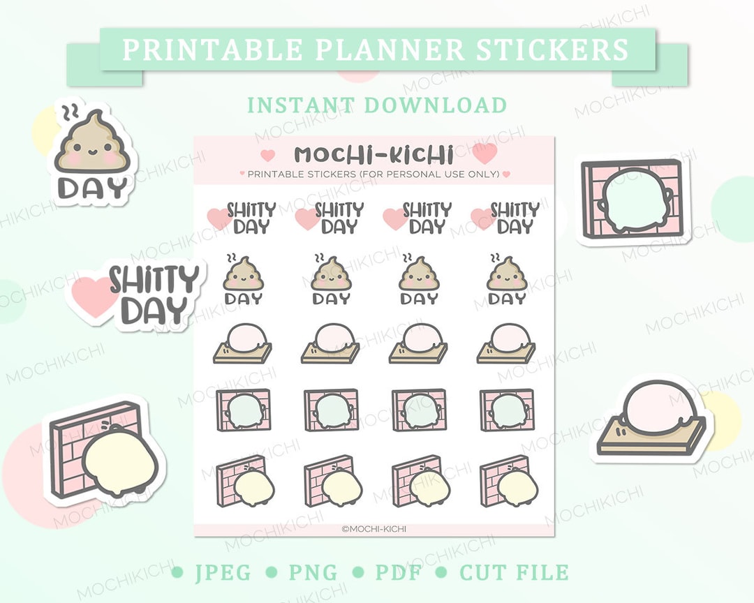 Cute Bad Day Printable Planner Sticker/ Shitty Day Printable Planner ...
