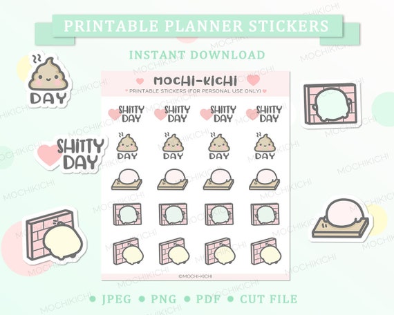 Cute Bad Day Printable Planner Sticker/ Shitty Day Printable | Etsy