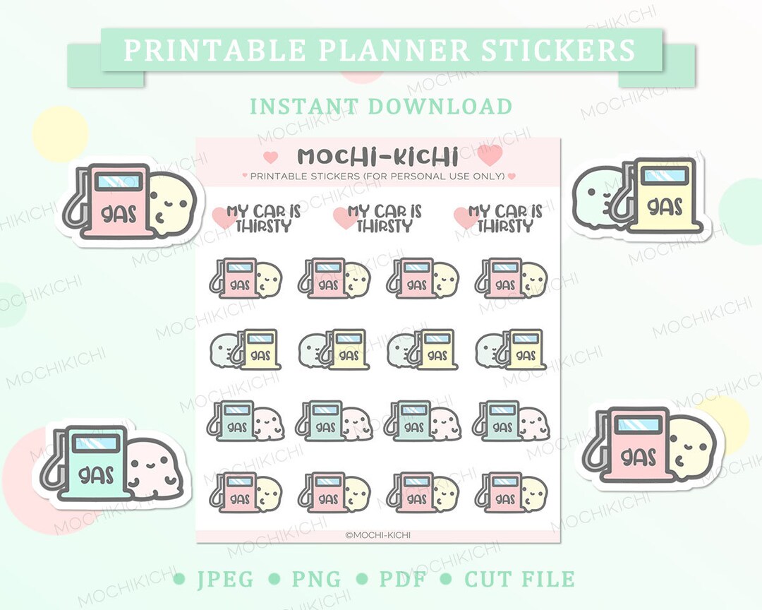 Gas Station Printable Planner Sticker/ Gas Printable Planner Sticker ...