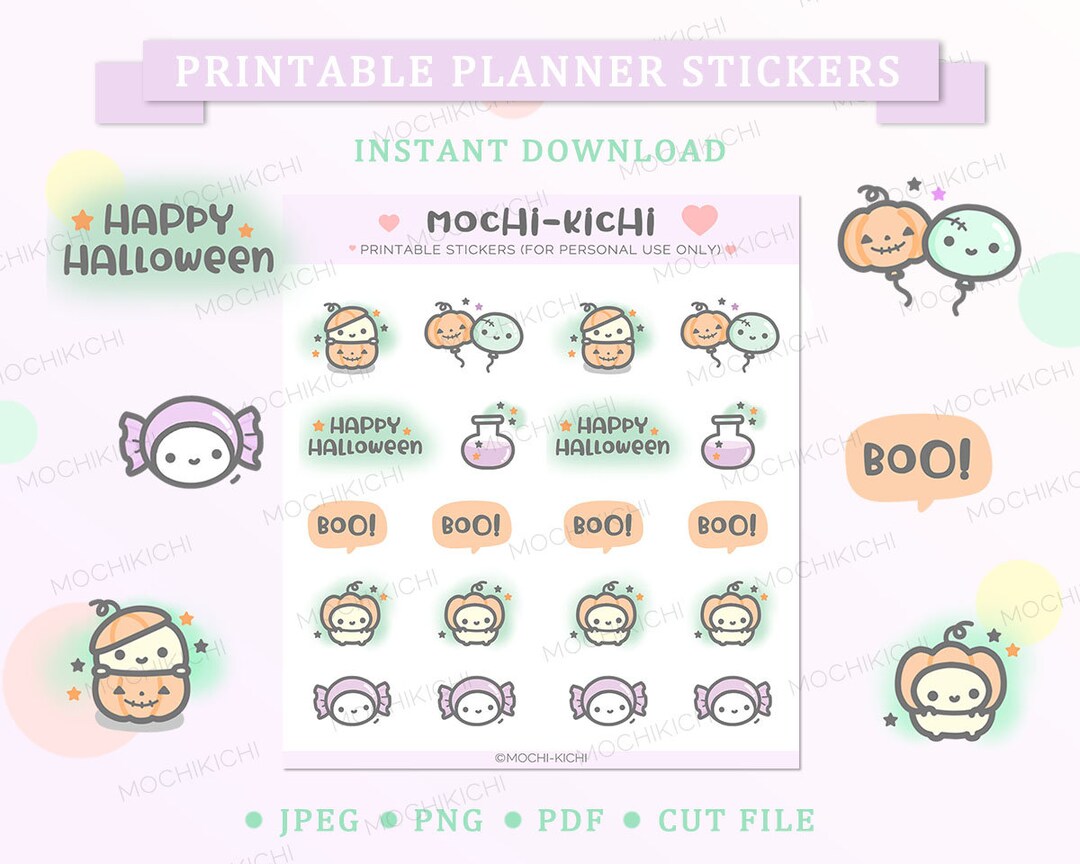 Cute Halloween Printable Planner Sticker/ Trick or Treat Printable ...