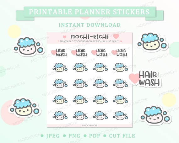 Cute Hair Wash Printable Planner Sticker/ Hair Salon | Etsy