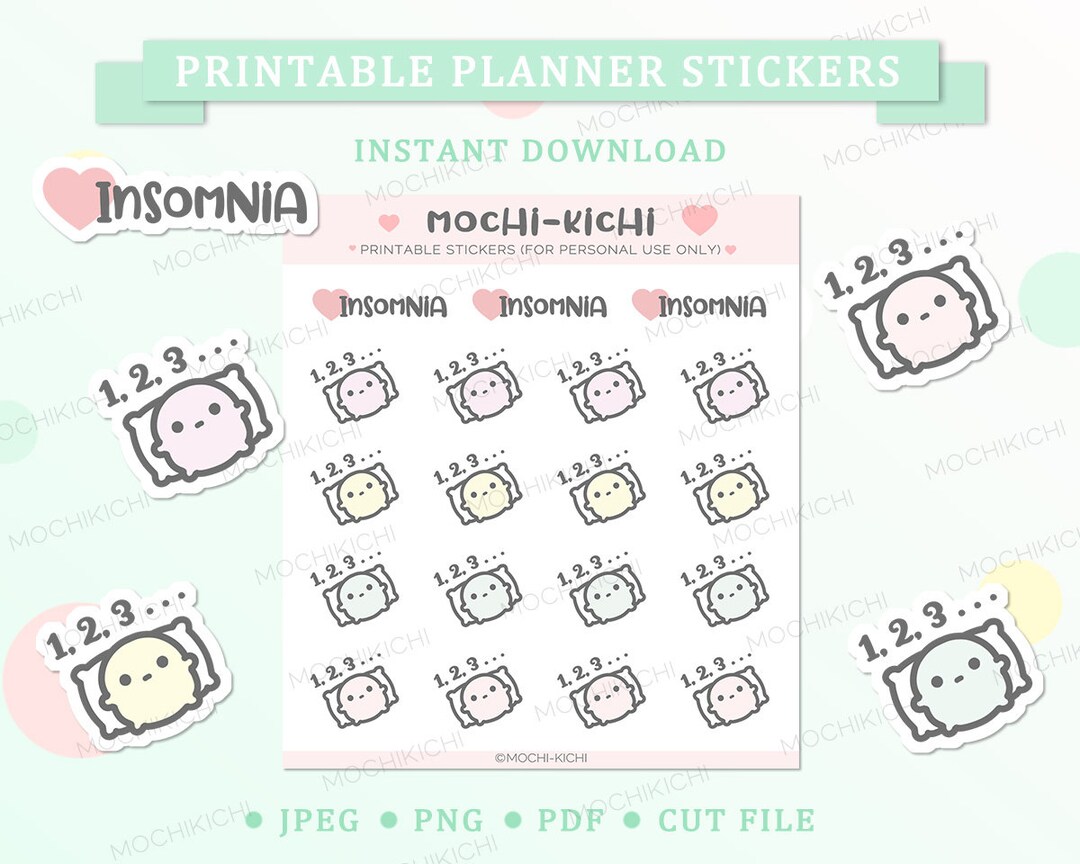 Cute Insomnia Printable Planner Sticker/ Couldn't Sleep Printable ...