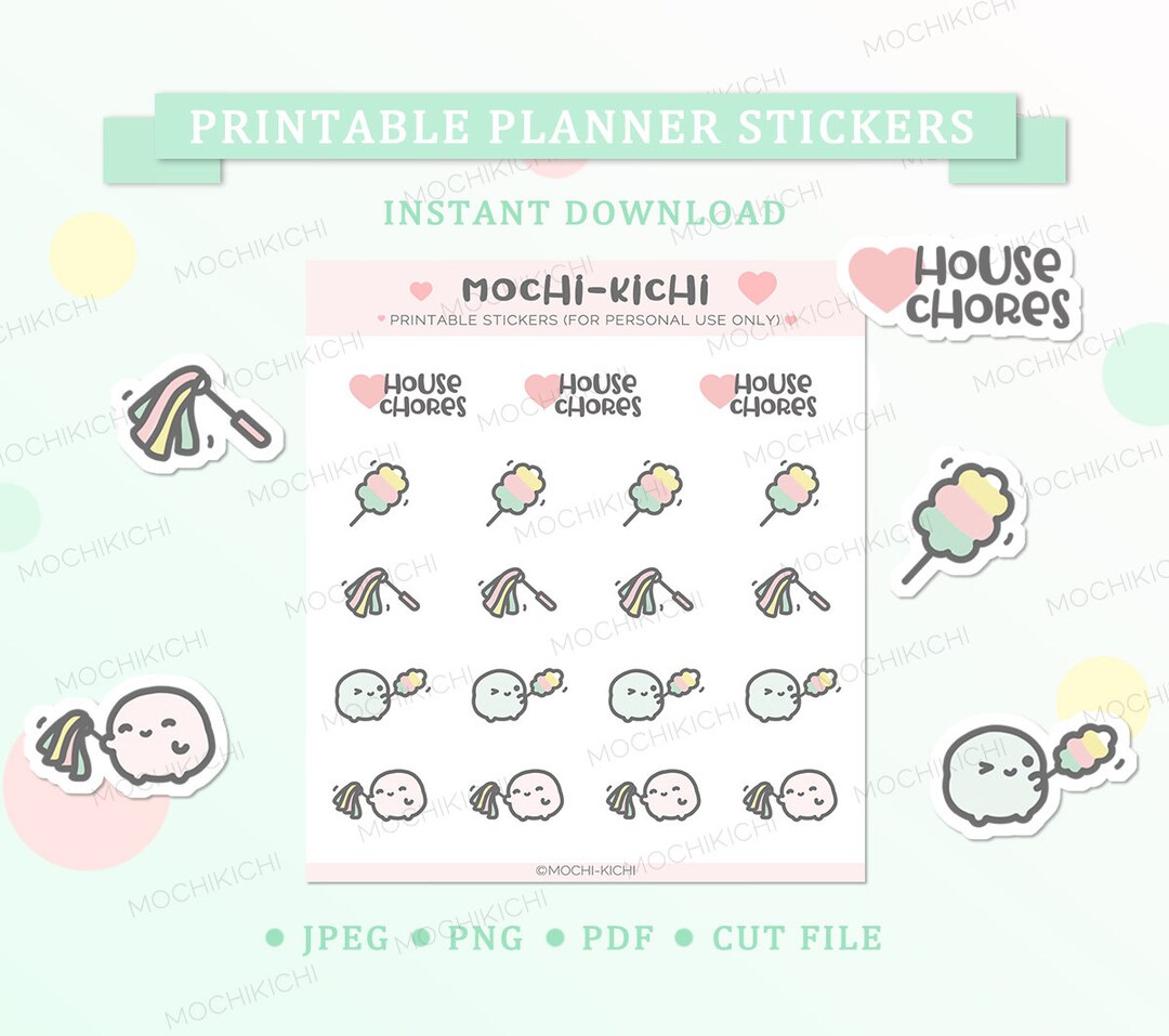 Cleaning Printable Planner Sticker/ Cleaning Printable Sticker/ House ...