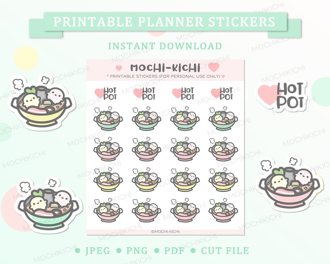 Cute Printable Hot Pot Planner Sticker/ Foodie Planner Sticker/ Food ...