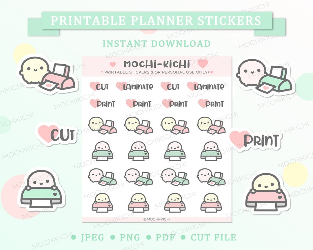 Cute Print and Cut Printable Planner Sticker/ Sticker Making Printable ...