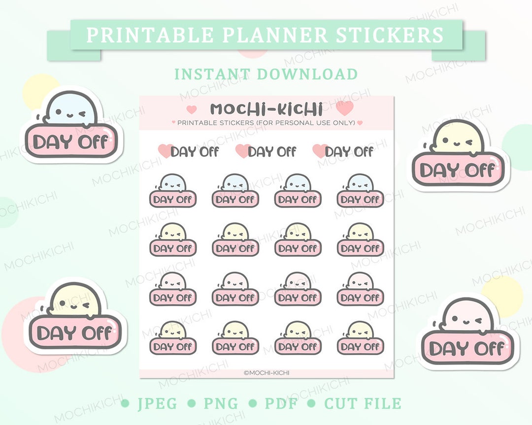 Cute Day off Printable Planner Sticker/ Weekend Printable Planner ...
