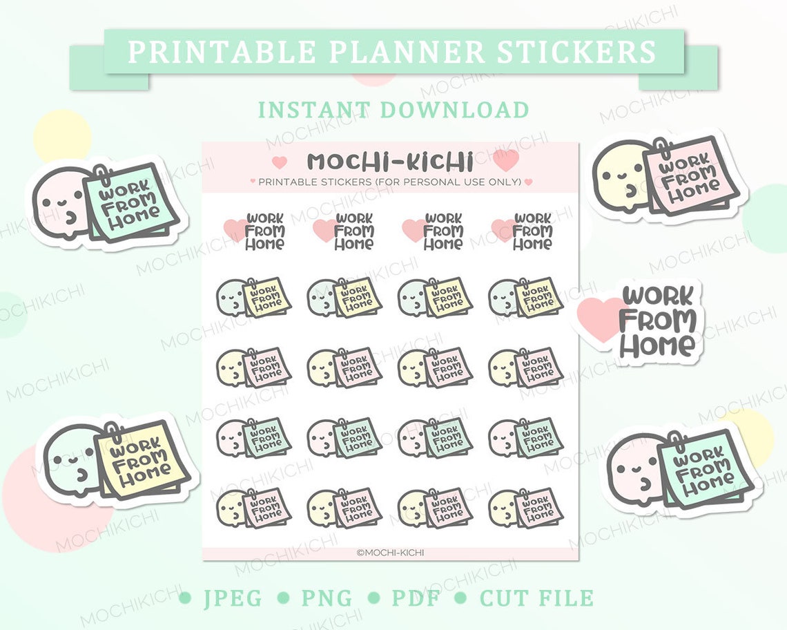 Cute Work Printable Planner Sticker/ Work From Home Printable Planner ...