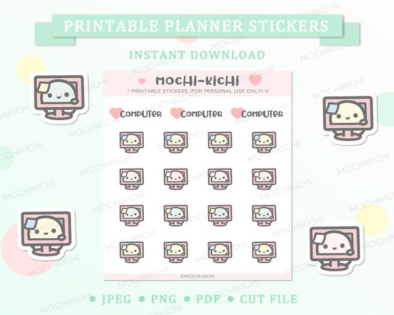 Cute Printable Computer Time Planner Sticker/ Study Planner | Etsy