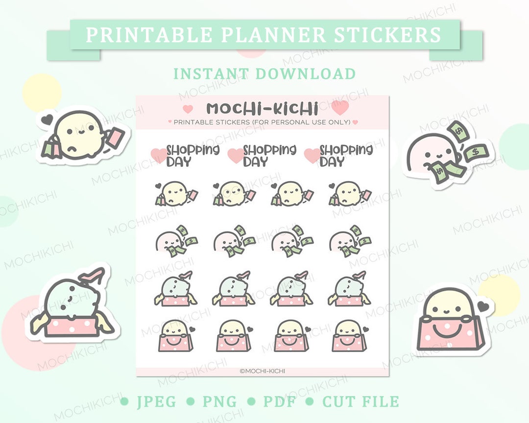 Cute Shopping Printable Planner Sticker/ Shopaholic Printable Planner ...