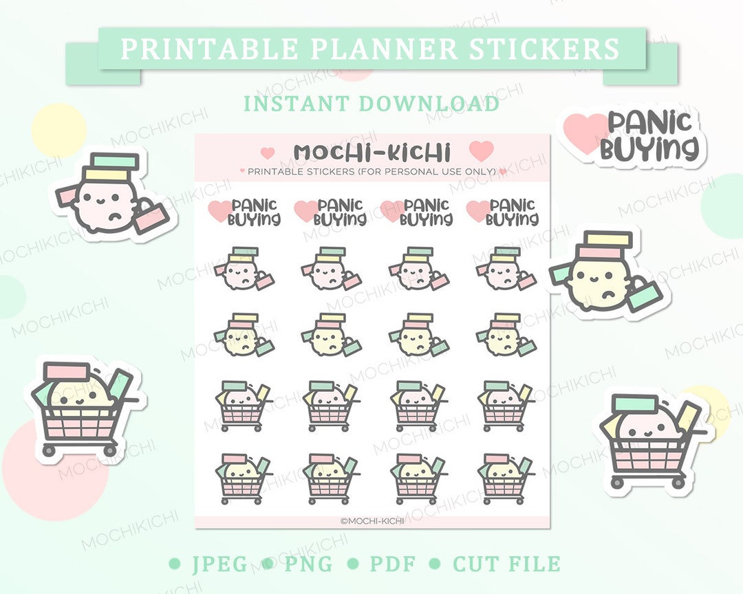 Cute Shopping Printable Planner Sticker/ Panic Buying Printable Planner ...