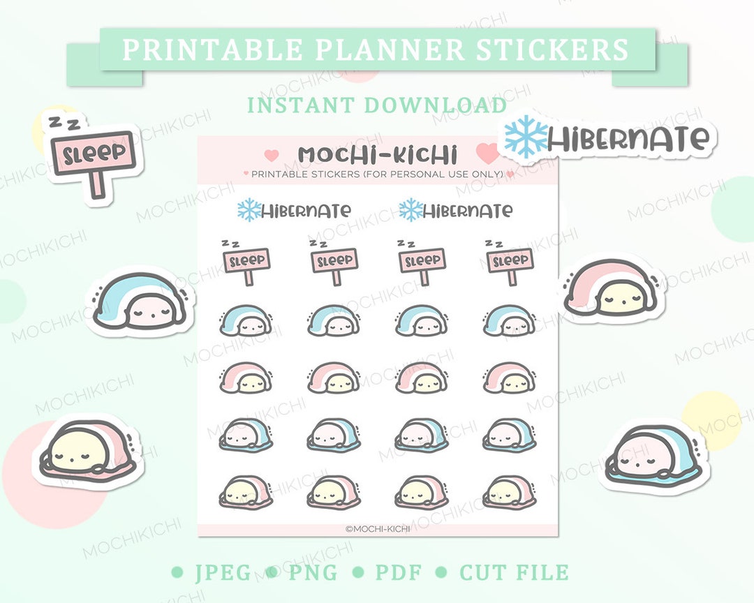 Cute Winter Printable Planner Sticker/ Hibernate Printable Planner ...
