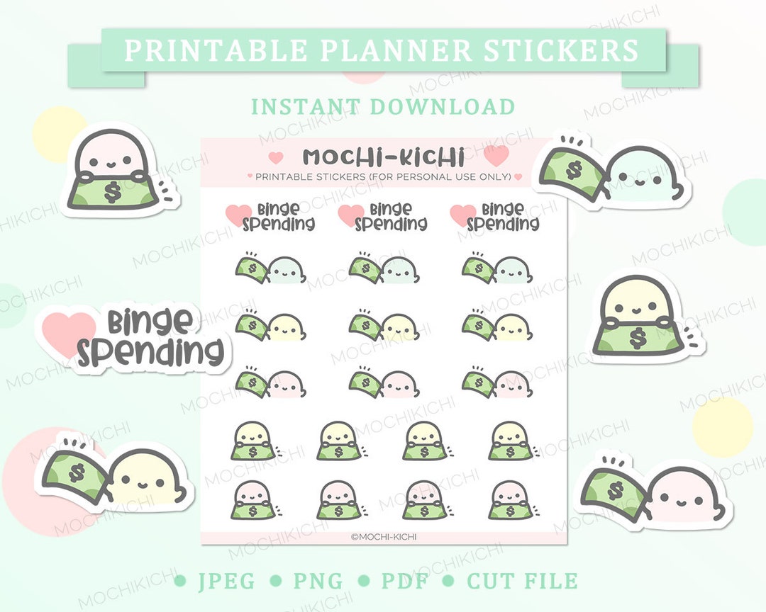 Cute Binge Spending Printable Planner Sticker/ Broke Printable Planner ...