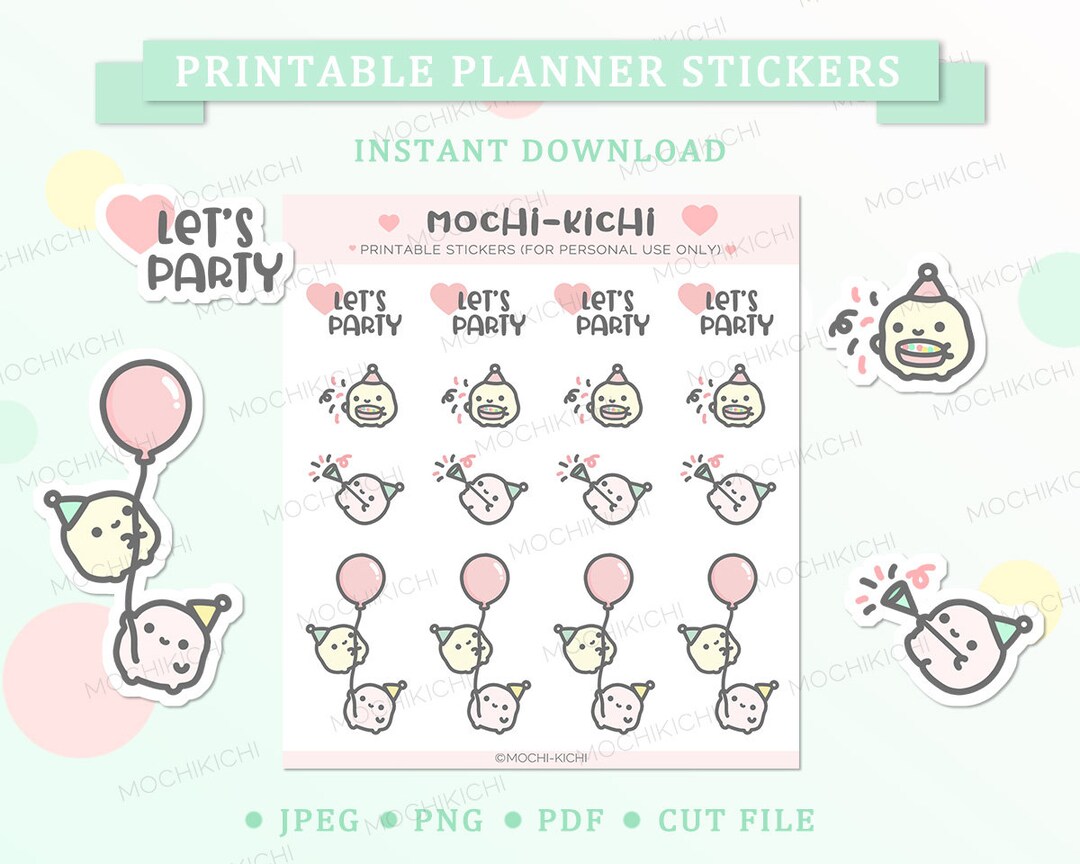 Cute Let's Party Printable Planner Sticker/ Celebration Printable ...