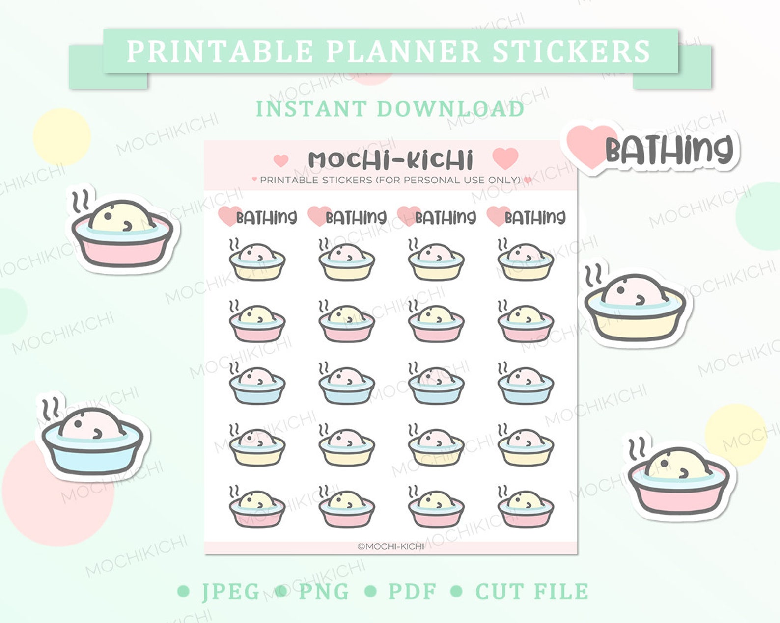 Cute Bathing Printable Planner Sticker/ Take A Bath Printable - Etsy